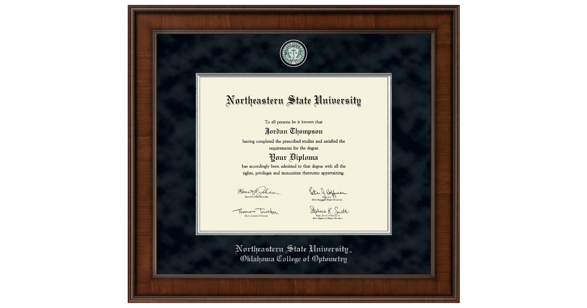 Northeastern State Tahlequah Oklahoma College of Optometry Diploma Frames