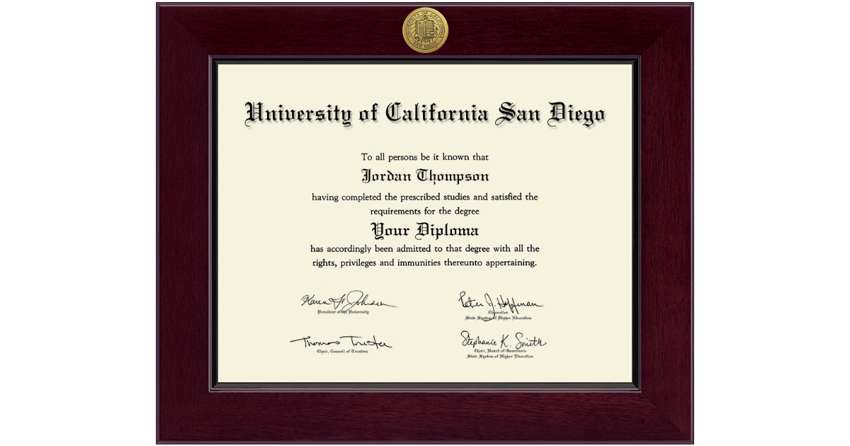 Century Gold Engraved Diploma Frame in Cordova University of California ...