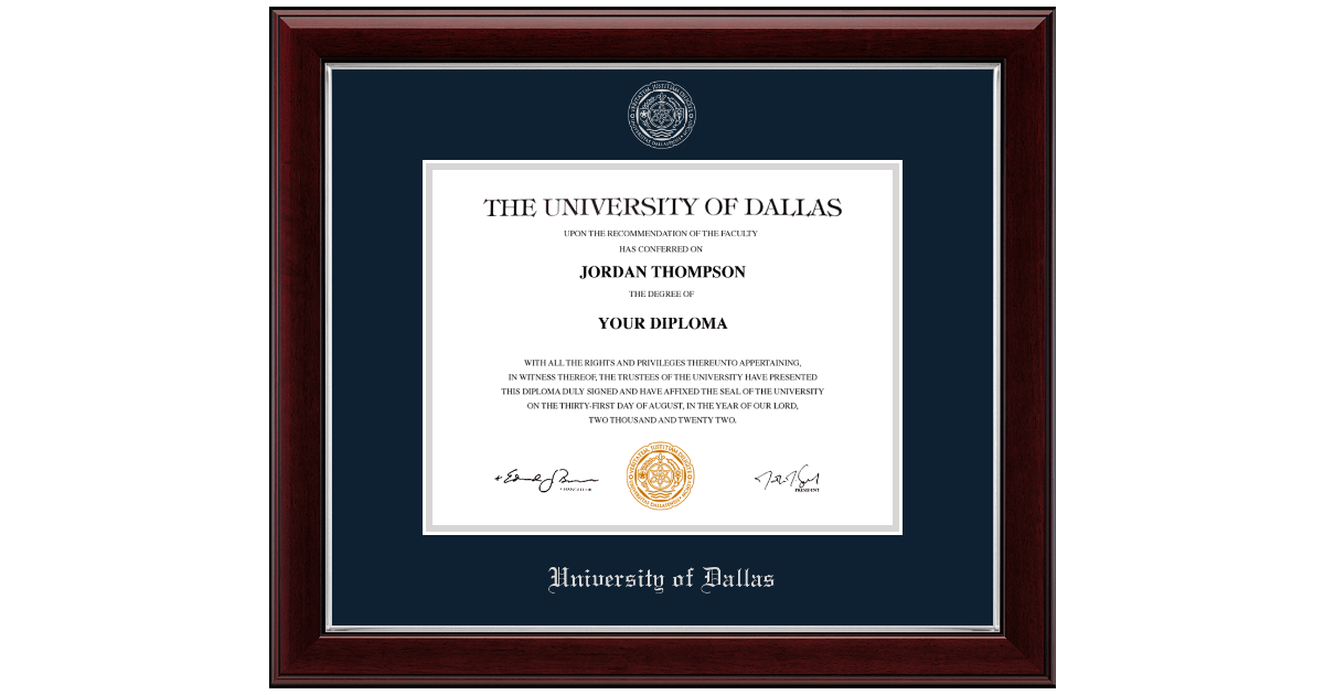 Silver Embossed Diploma Frame in Gallery Silver University of Dallas ...