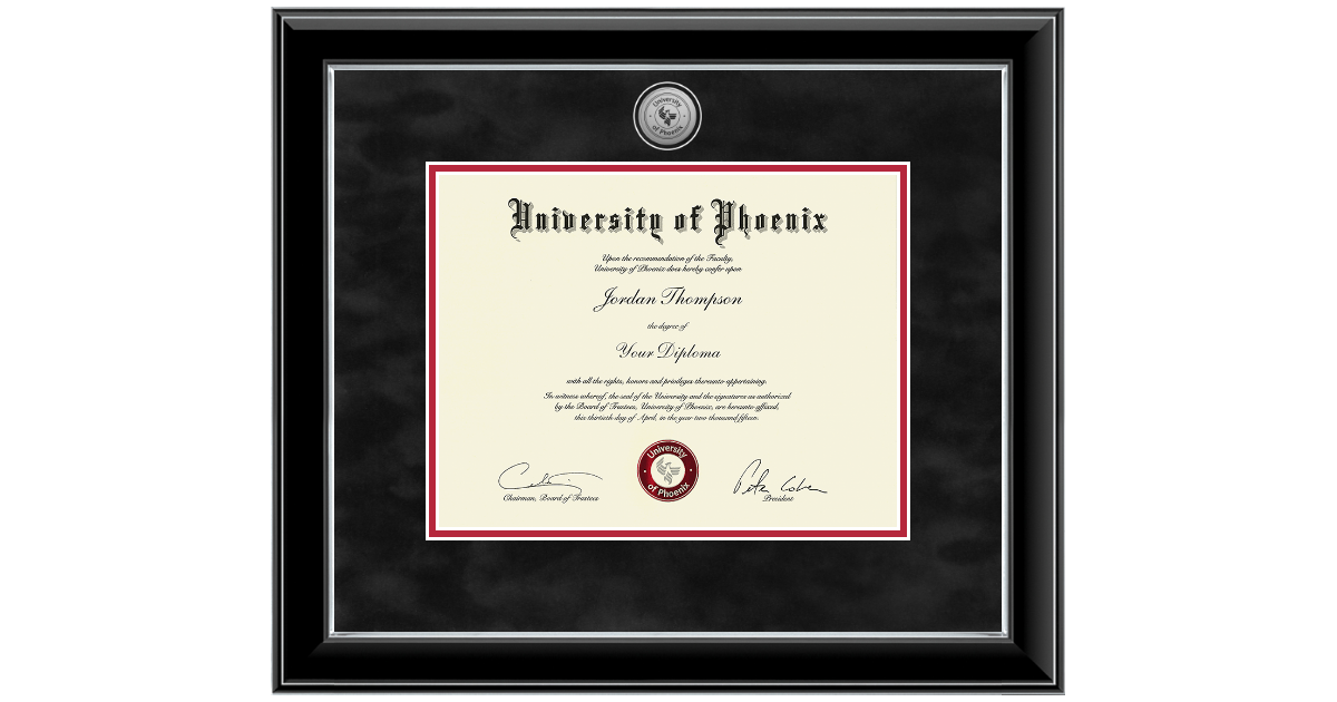 Silver Engraved Medallion Diploma Frame in Onyx Silver University of ...