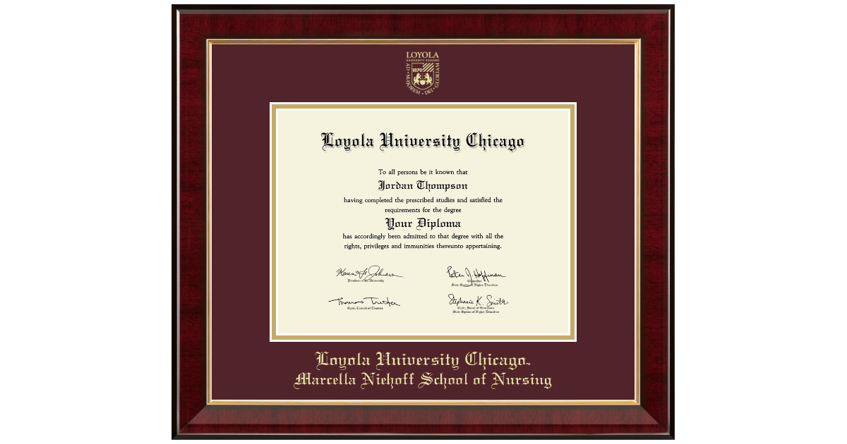 Gold Embossed Diploma Frame in Murano Loyola University Chicago - Item ...