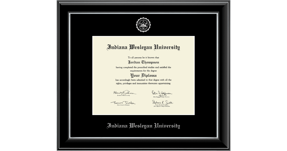 Silver Embossed Diploma Frame in Onyx Silver Indiana Wesleyan ...