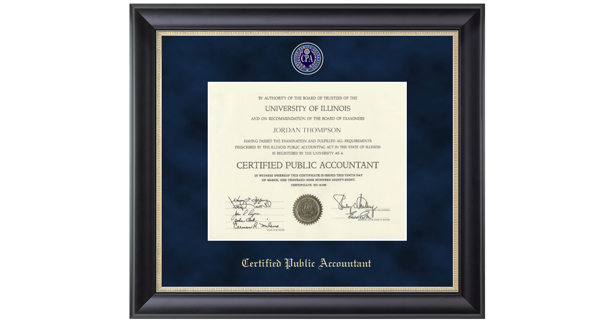 8"x10"- Regal Edition Certificate Frame in Noir Certified Public ...