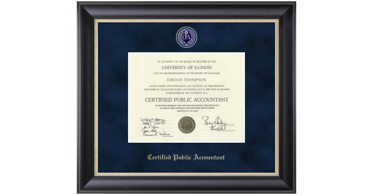 7"x9"- Regal Edition Certificate Frame in Noir Certified Public ...