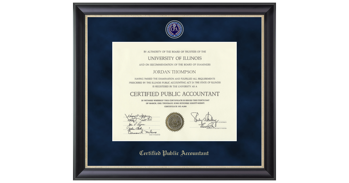 16"x20"- Regal Edition Certificate Frame in Noir Certified Public ...