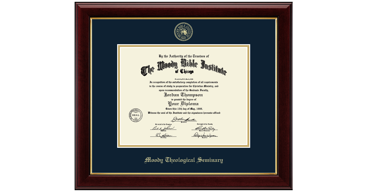 Gold Embossed Diploma Frame in Gallery Moody Bible Institute - Item ...