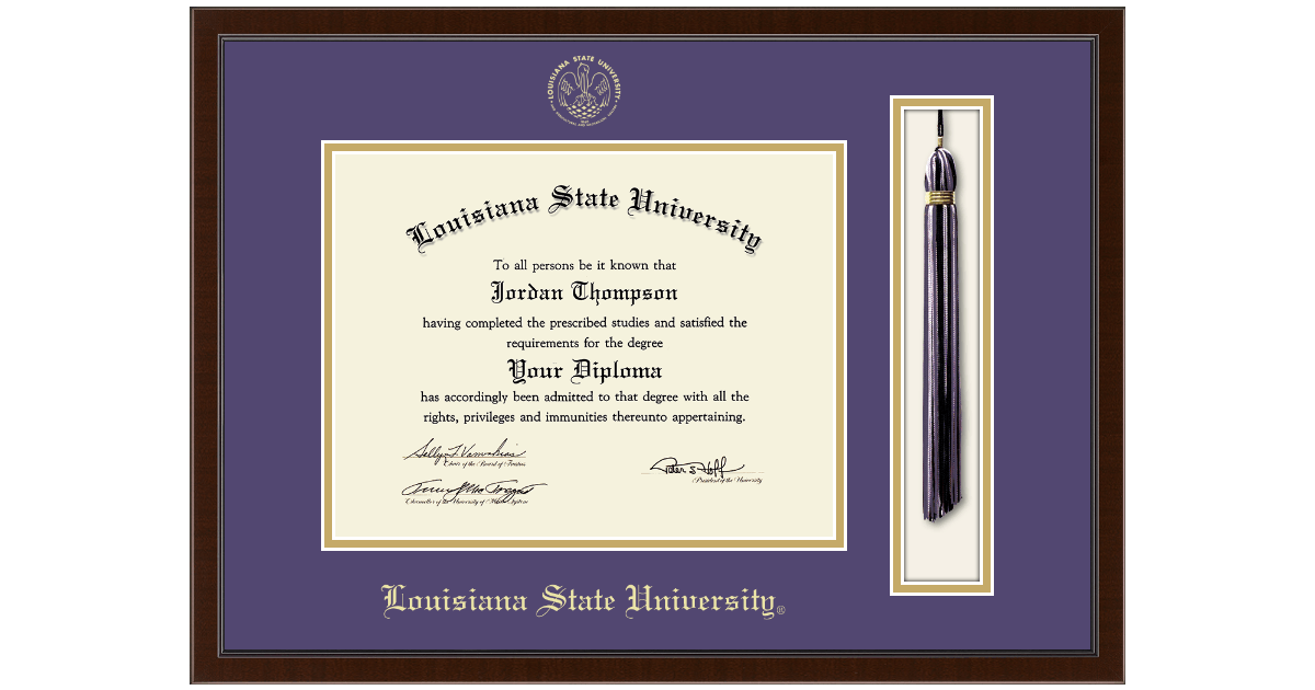 Tassel & Cord Diploma Frame in Delta Louisiana State University - Item ...