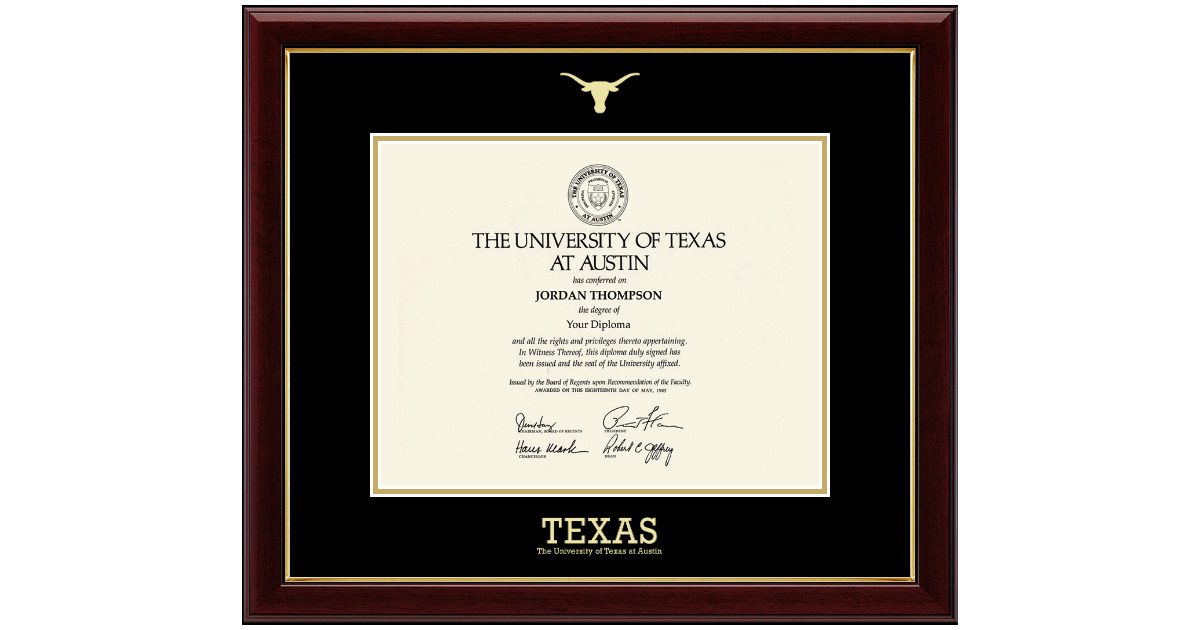 Gold Embossed Longhorn Diploma Frame in Gallery The University of Texas ...