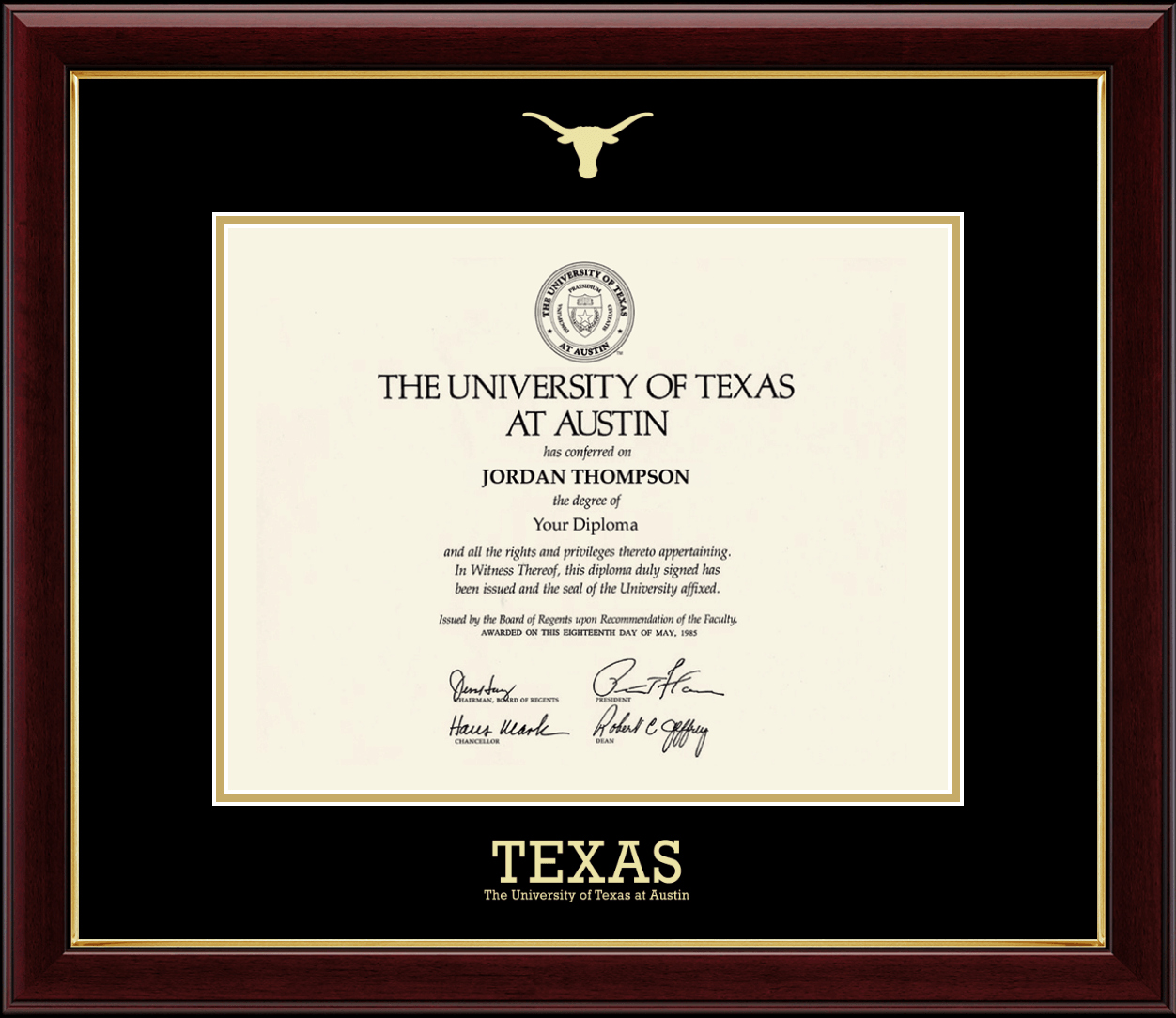 The University of Texas at Austin Gold Embossed Longhorn Diploma Frame ...