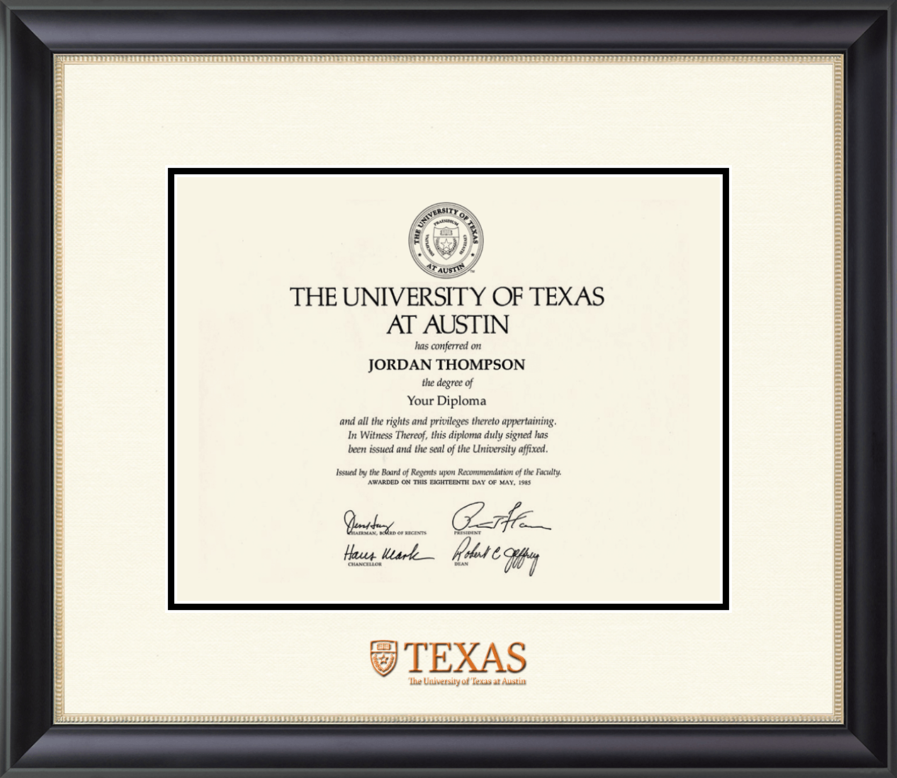 The University of Texas at Austin Dimensions Diploma Frame in Noir ...