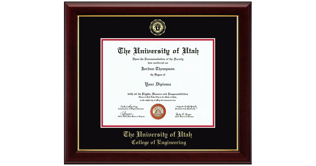 Gold Embossed Diploma Frame in Gallery The University of Utah - Item ...