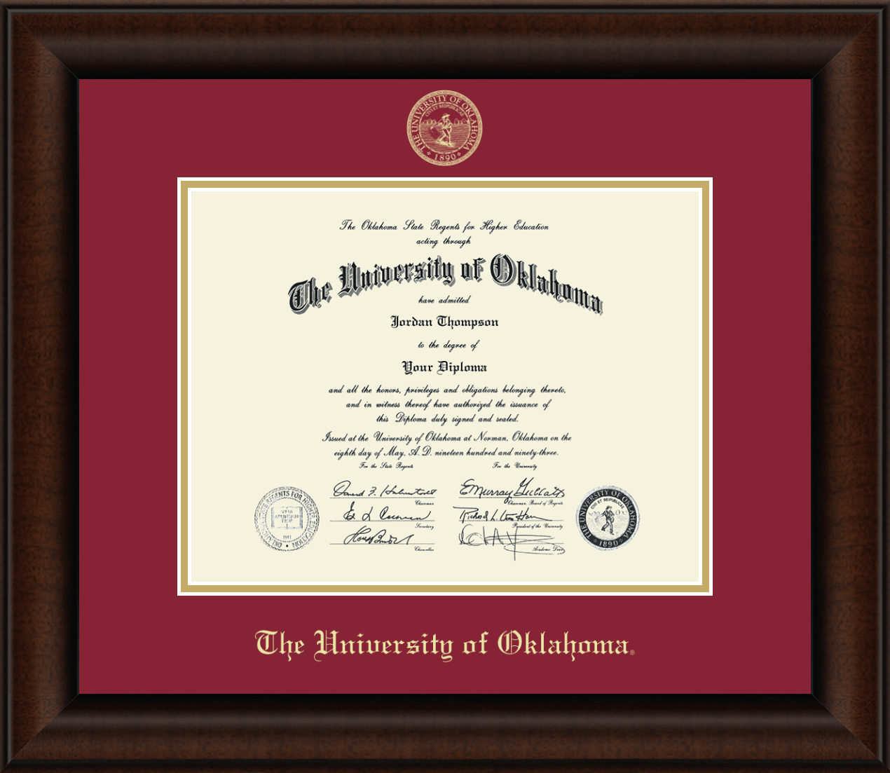 The University of Oklahoma Gold Embossed Diploma Frame in Lenox - Item ...