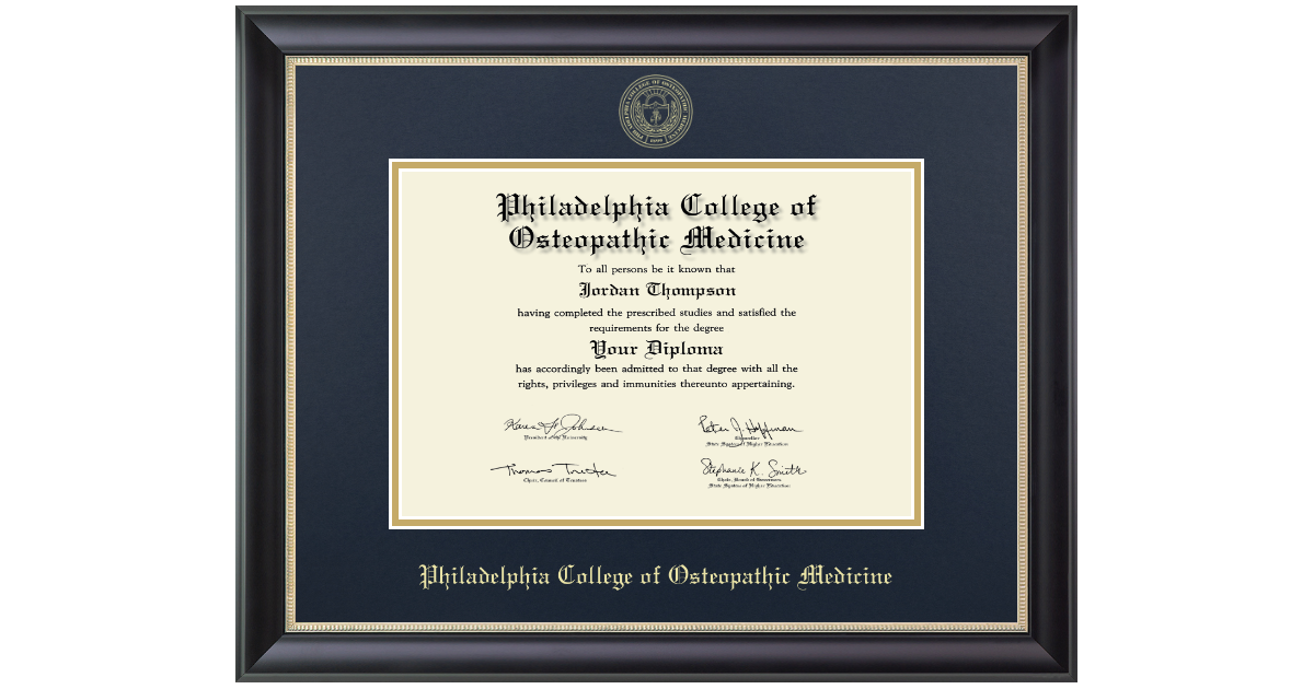 Gold Embossed Diploma Frame in Noir Philadelphia College of Osteopathic ...