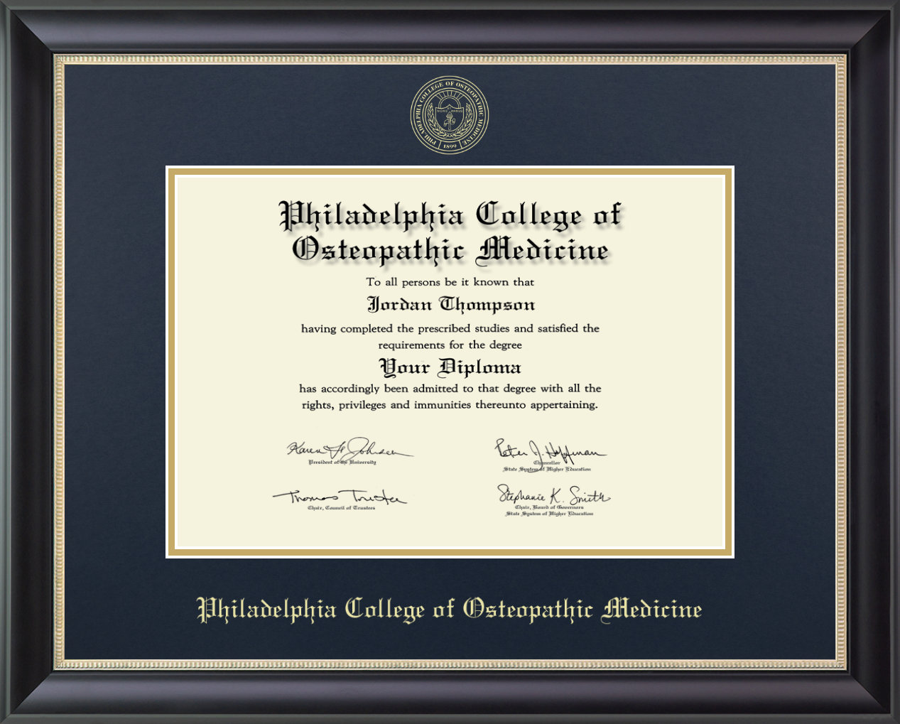 Philadelphia College of Osteopathic Medicine Gold Embossed Diploma ...