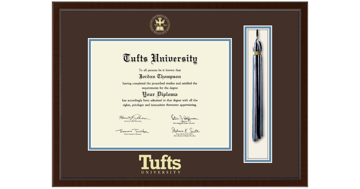 Tassel & Cord Diploma Frame in Delta Tufts University - Item #306365 ...