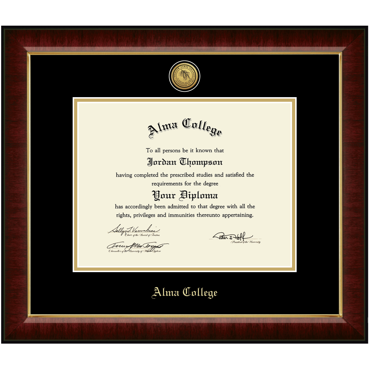 Gold Engraved Medallion Diploma Frame in Murano Alma College - Item ...
