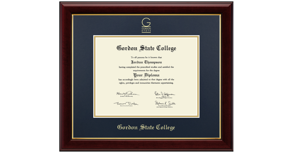 Gold Embossed Diploma Frame in Gallery Gordon State College in Georgia ...