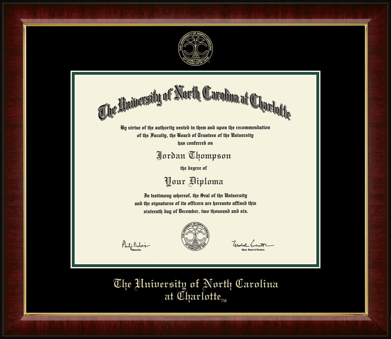 The University of North Carolina at Charlotte Gold Embossed Diploma ...