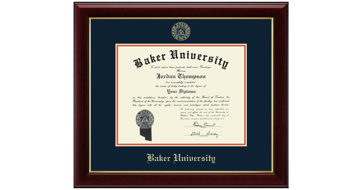 Gold Embossed Diploma Frame in Gallery Baker University - Item #308207