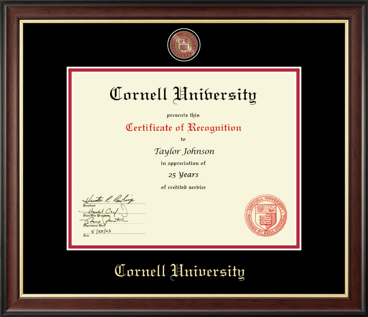 Cornell University Masterpiece Medallion Certificate Frame in Studio ...