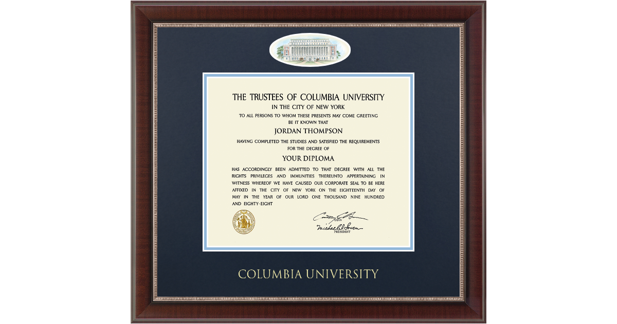 Campus Cameo Diploma Frame in Chateau Columbia University - Item ...