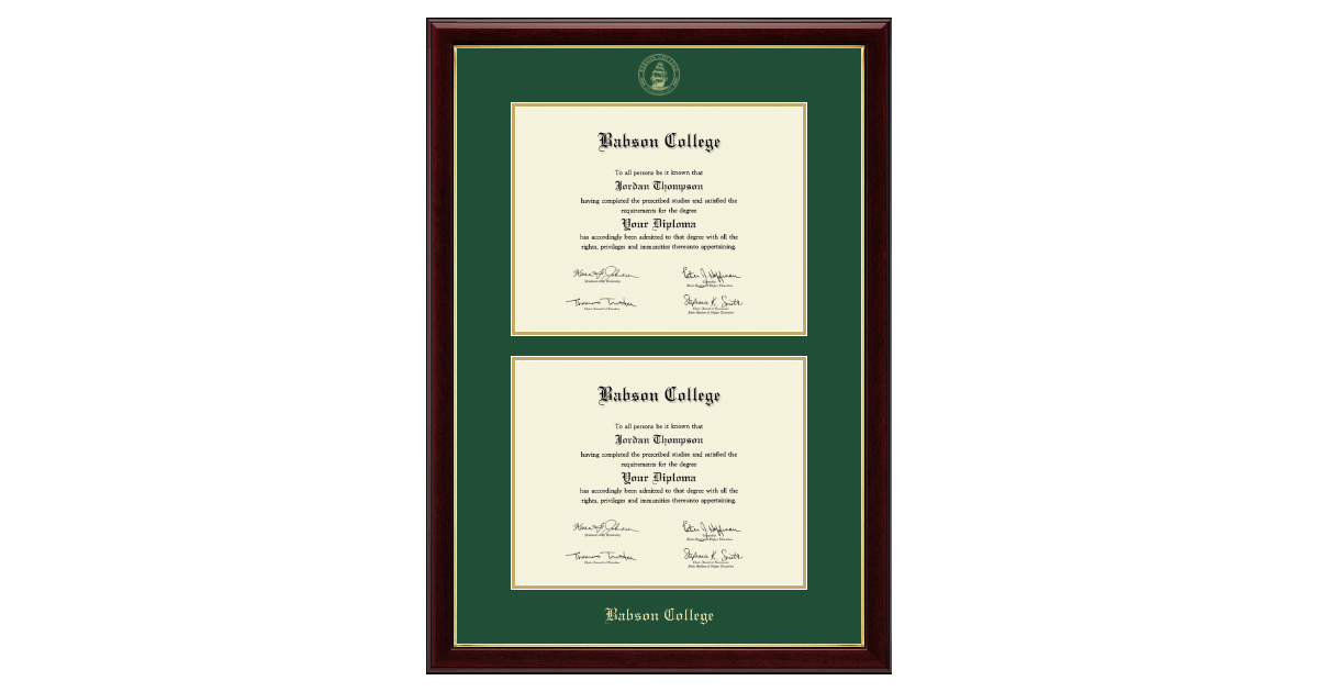 Double Diploma Frame in Gallery Babson College - Item #309500