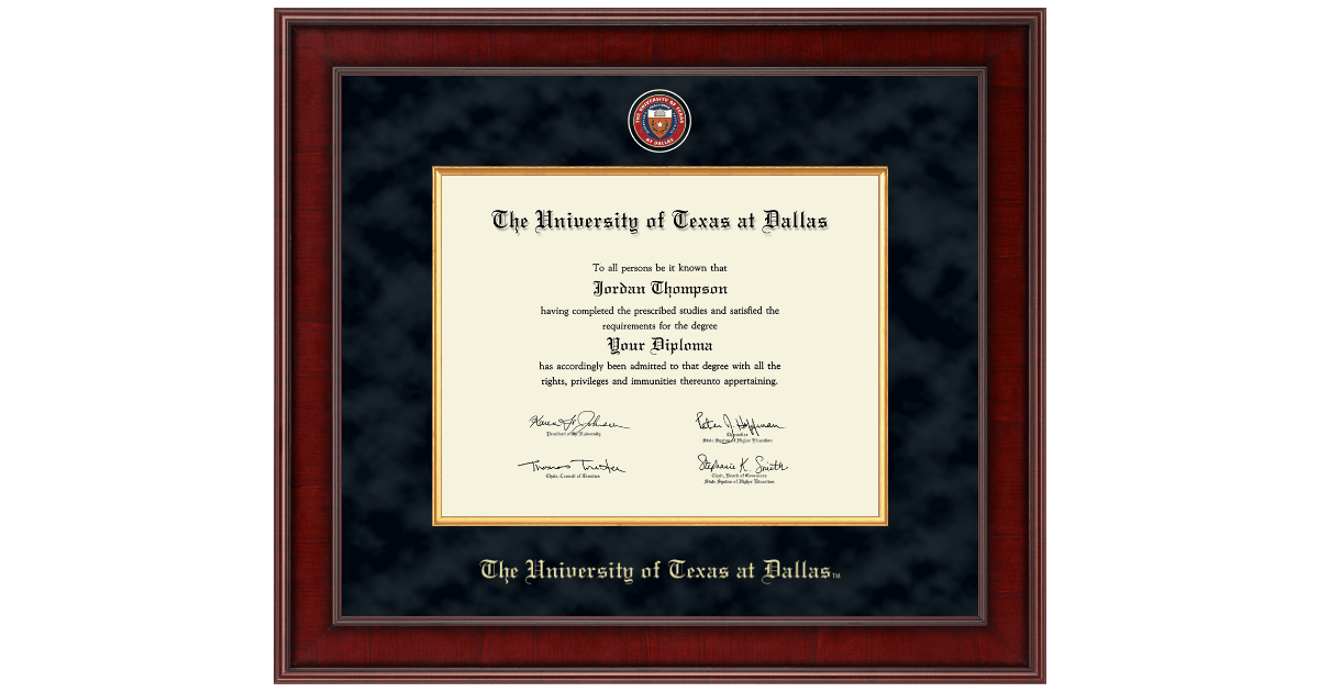 The University of Texas At Dallas Diploma Frame | Church Hill Classics