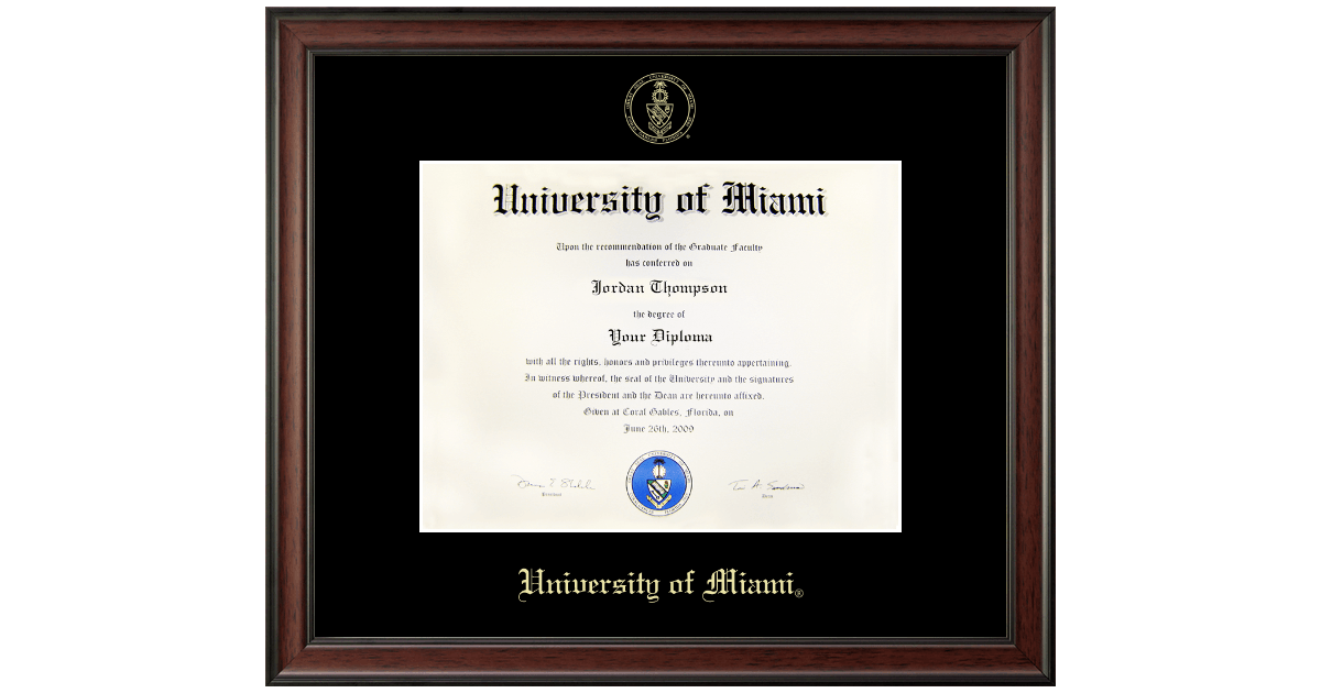 Gold Embossed Diploma Frame in Studio University of Miami - Item ...
