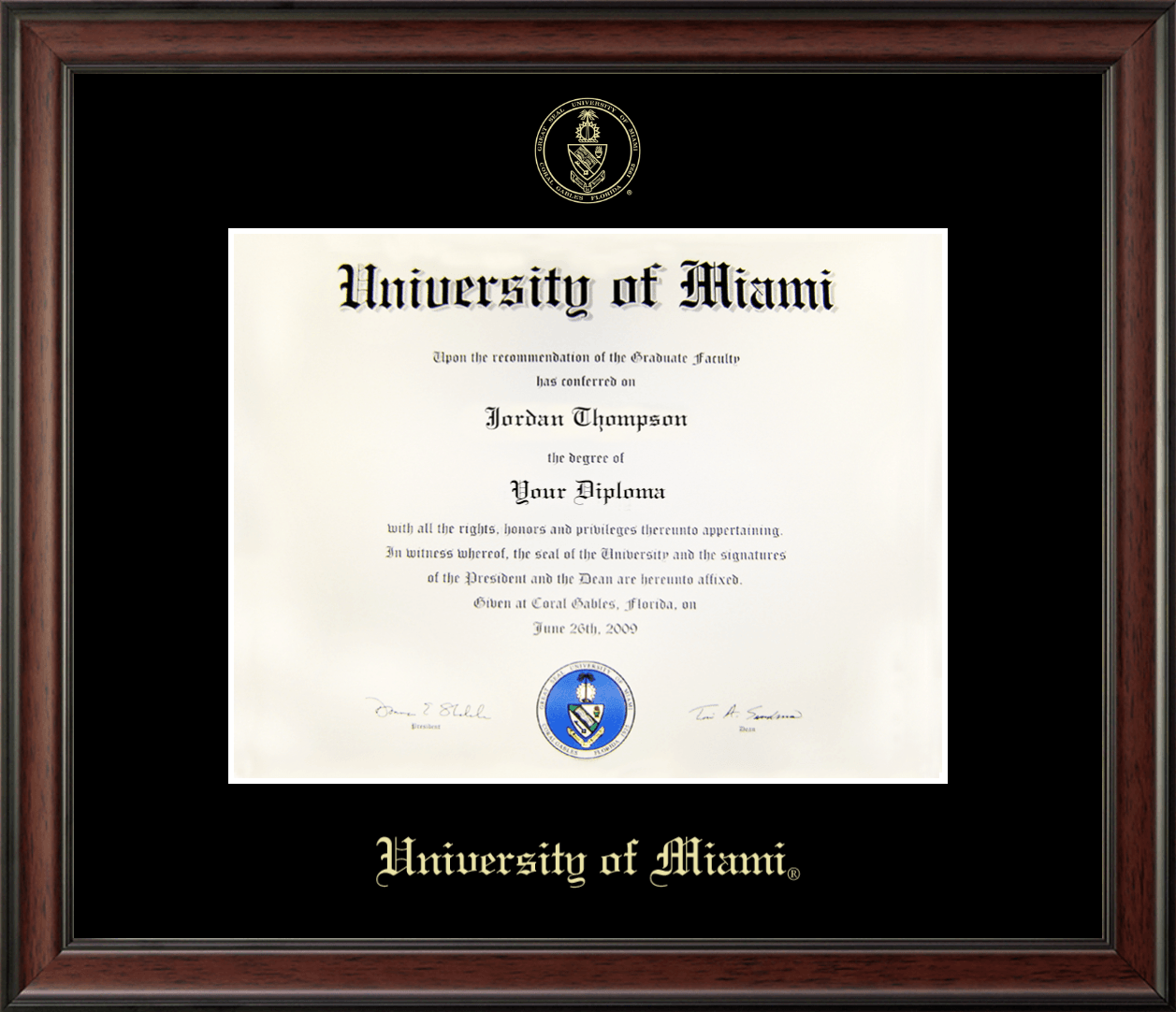 University of Miami Gold Embossed Diploma Frame in Studio - Item ...