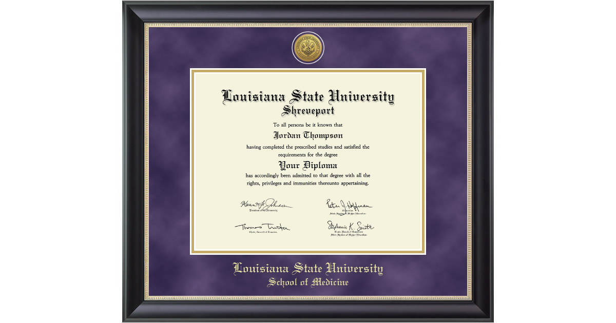 Gold Engraved Medallion Diploma Frame in Noir LSU Health Sciences ...