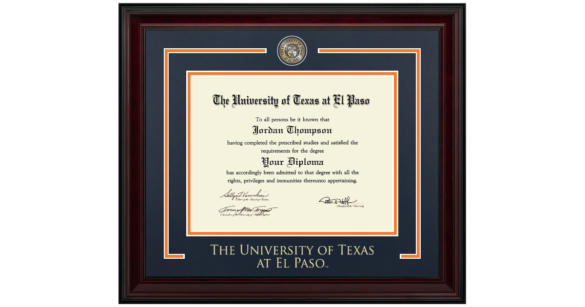 Showcase Edition Diploma Frame in Encore University of Texas at El Paso ...