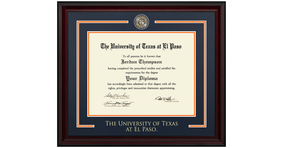 PhD- Showcase Edition Diploma Frame in Encore University of Texas at El ...