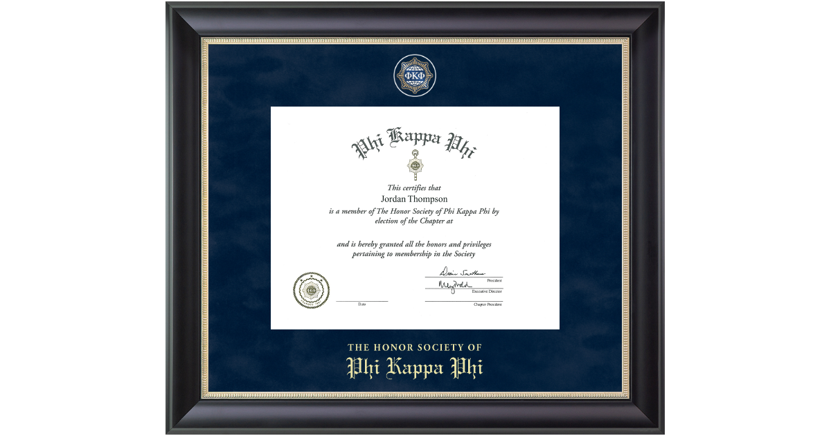 Phi Kappa Phi Honor Society Certificate Frames | Church Hill Classics