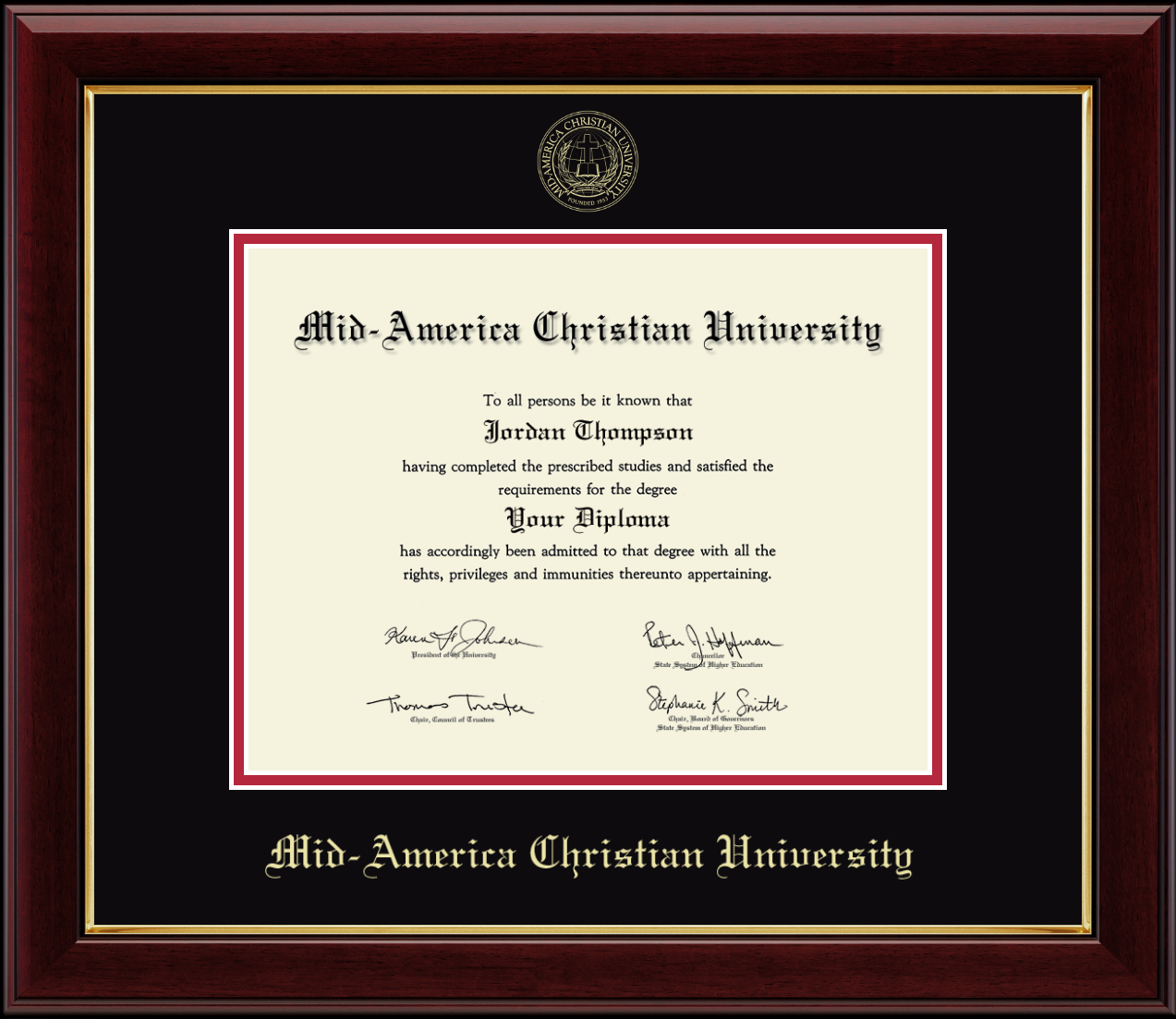 Mid-America Christian University Gold Embossed Diploma Frame in Gallery ...