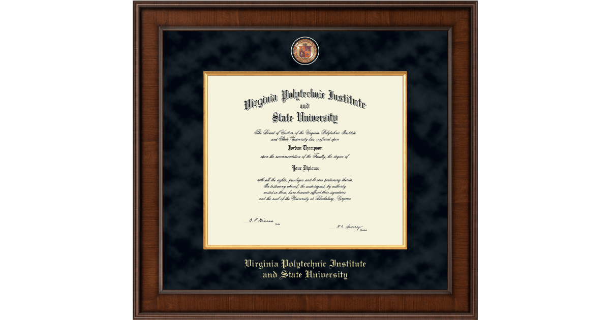 Virginia Tech Diploma Frame | Church Hill Classics