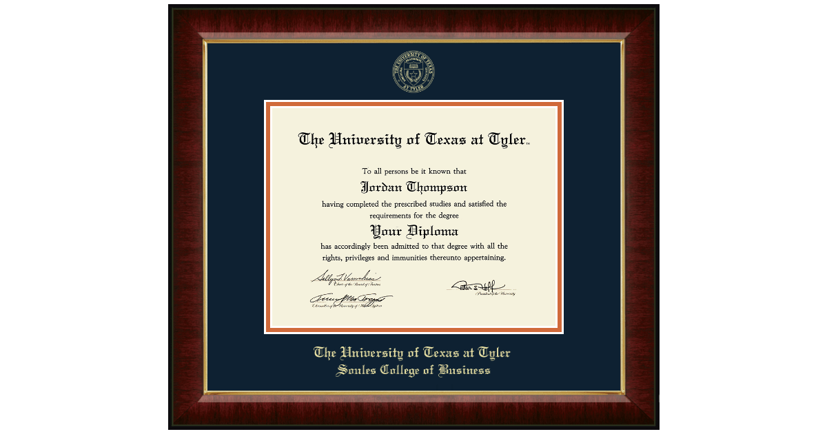 Gold Embossed Diploma Frame in Murano The University of Texas at Tyler ...