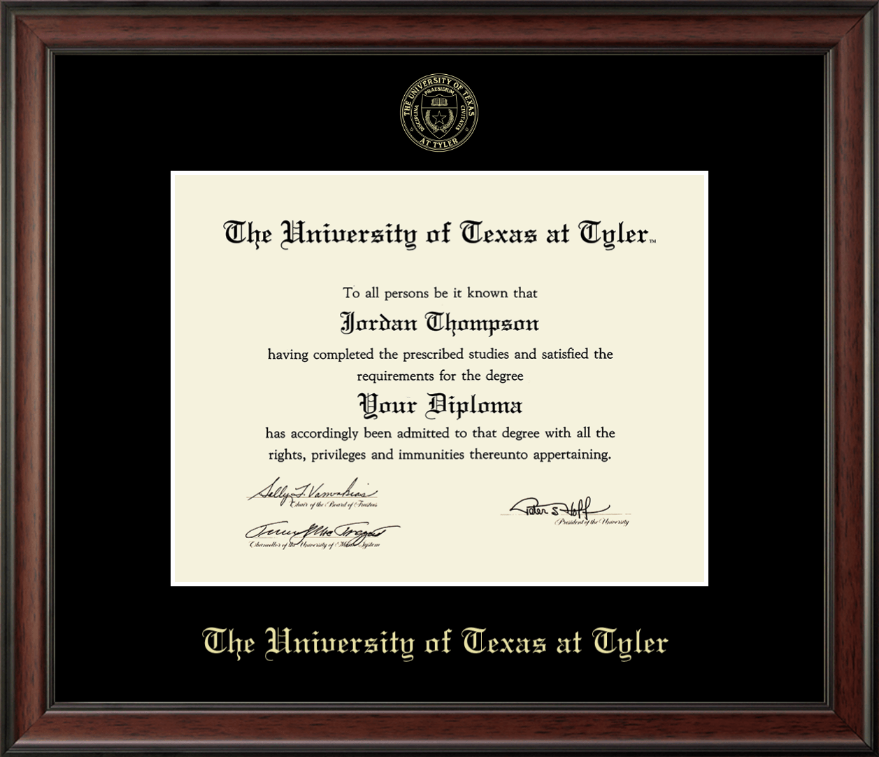 The University of Texas at Tyler Gold Embossed Diploma Frame in Studio ...