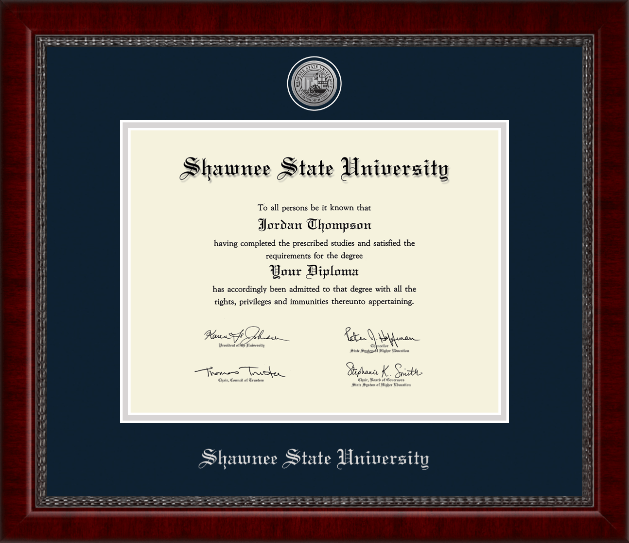 Shawnee State University Silver Engraved Medallion Diploma Frame in ...