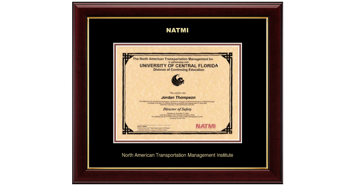 NATM Gold Embossed Certificate Frame - Black and Auburn Matting