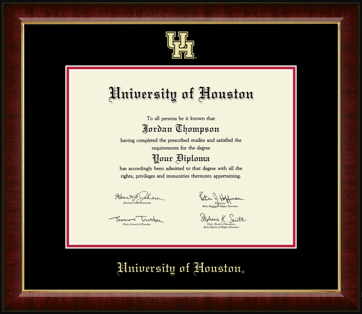University of Houston Gold Embossed Diploma Frame in Murano - Item ...