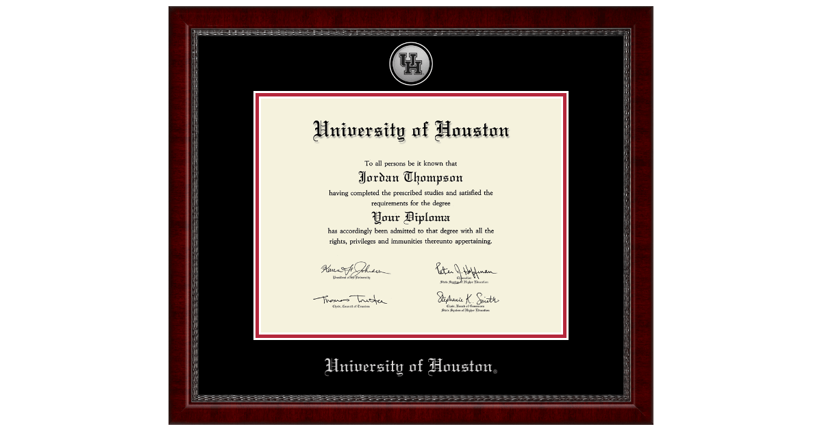 Silver Engraved Medallion Diploma Frame in Sutton University of Houston ...