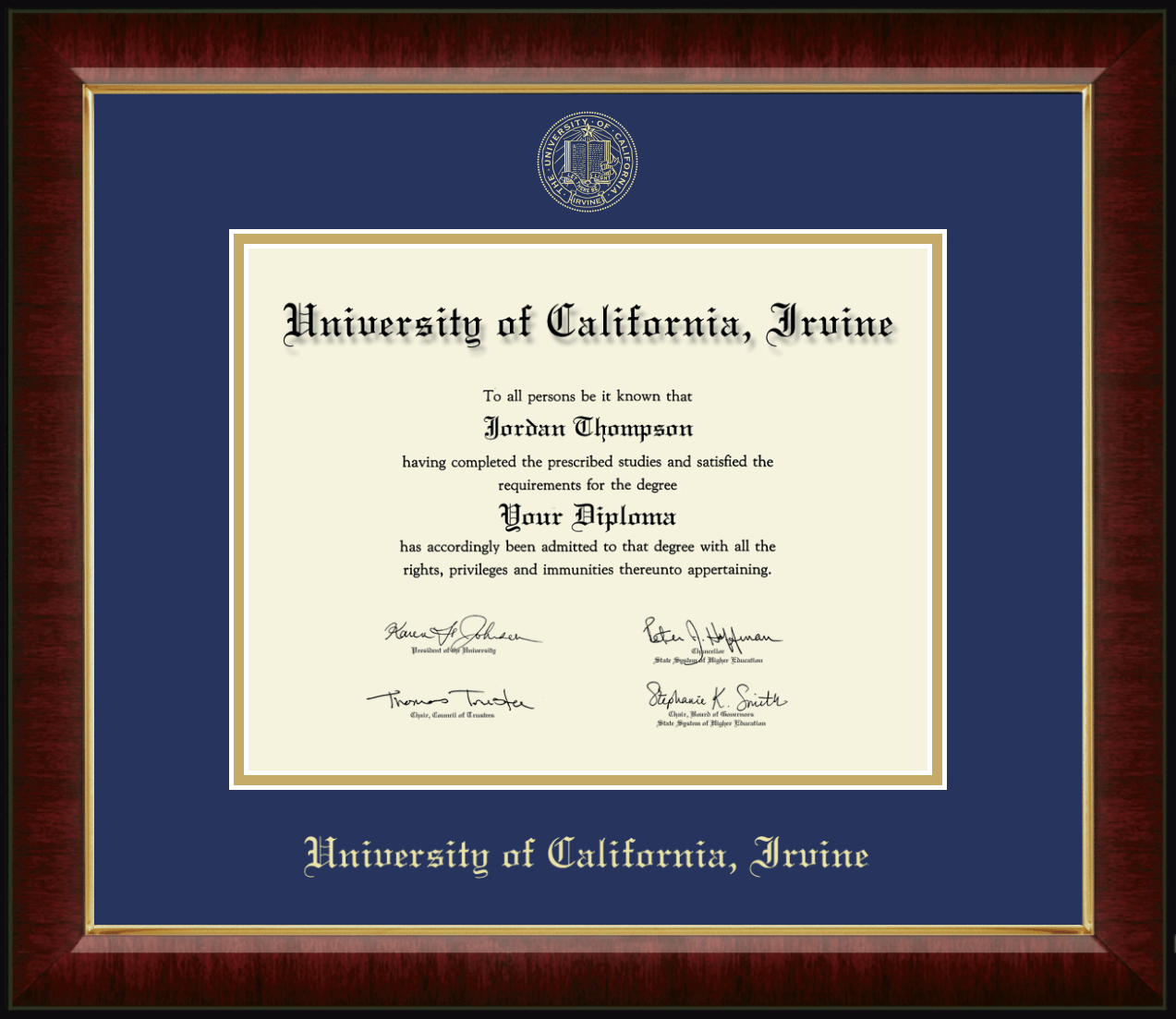 University of California Irvine Gold Embossed Diploma Frame in Murano ...