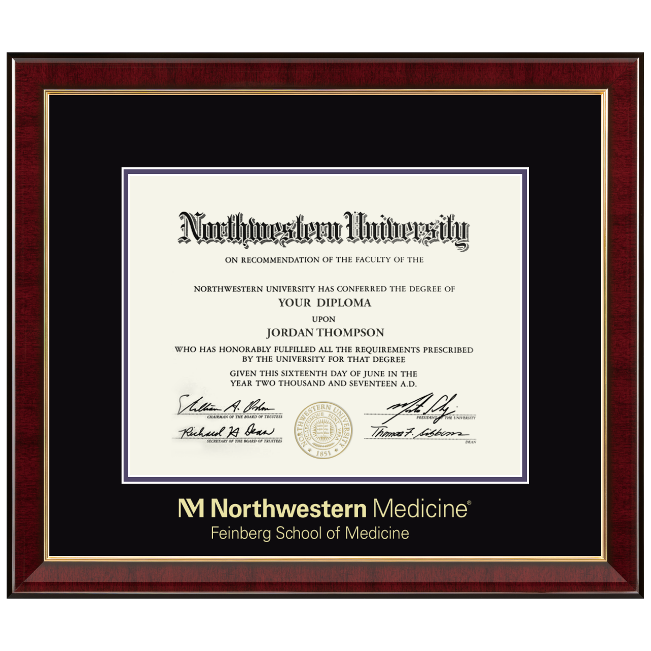 Gold Embossed Diploma Frame in Murano Northwestern University - Item ...