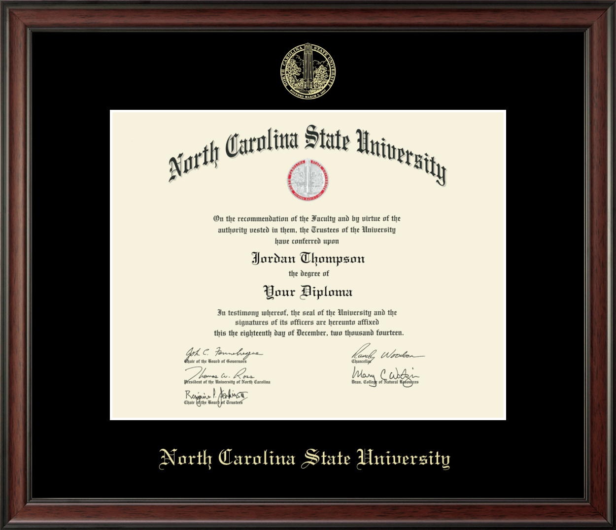 North Carolina State University Gold Embossed Diploma Frame in Studio ...