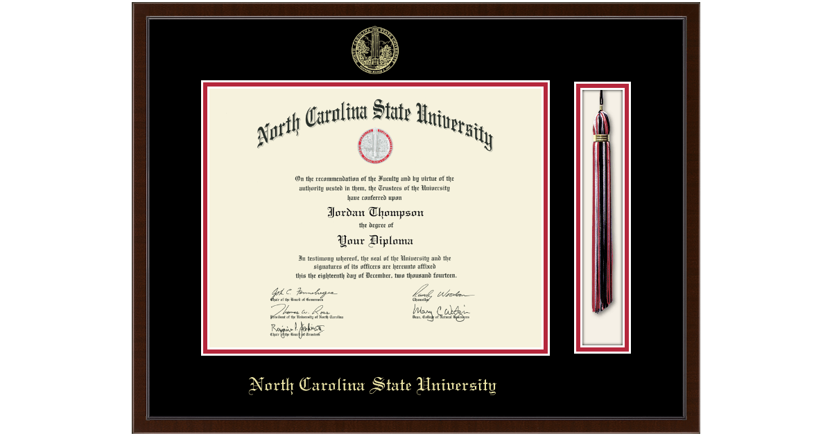 Tassel & Cord Diploma Frame in Delta North Carolina State University ...