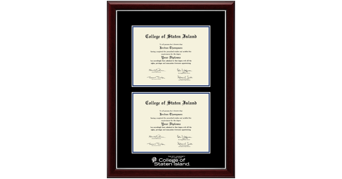 Double Diploma Frame in Gallery Silver College of Staten Island - Item ...