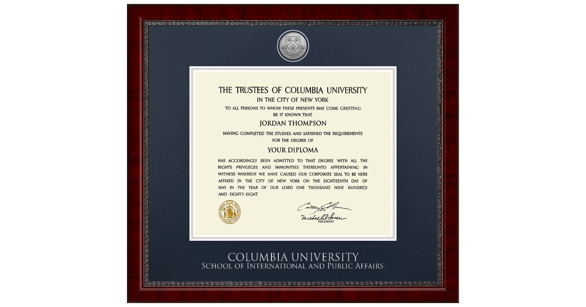 Silver Engraved Medallion Diploma Frame in Sutton Columbia University ...