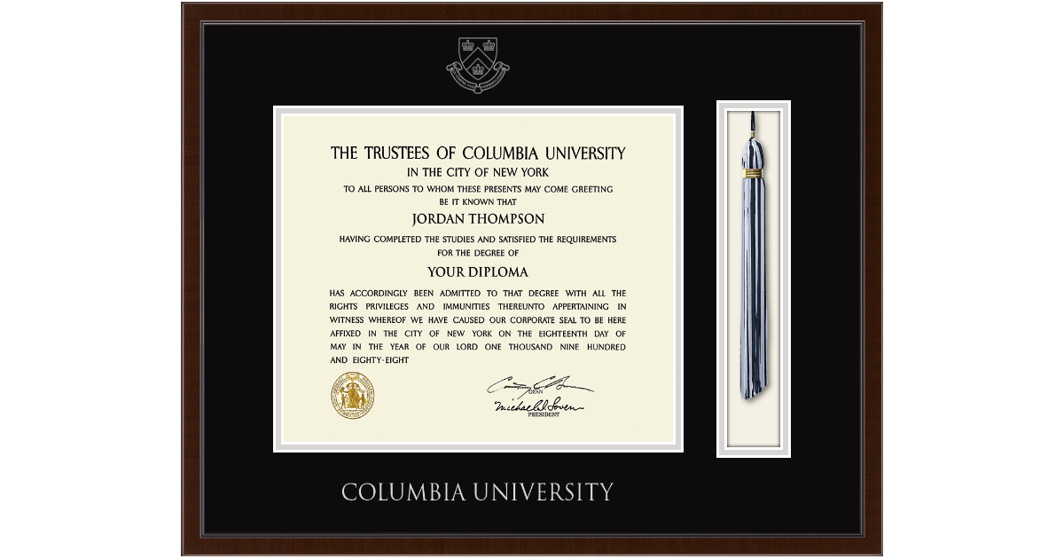 Tassel & Cord Diploma Frame in Delta Columbia University - Item #319242 ...