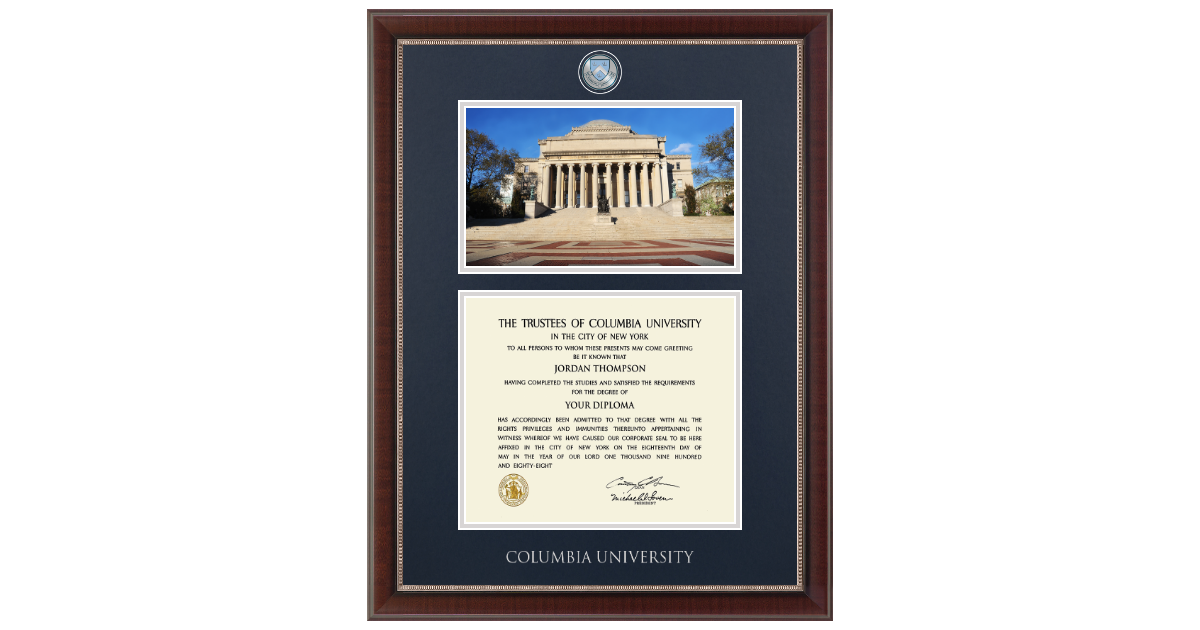 Campus Scene Masterpiece Diploma Frame in Chateau Columbia University ...