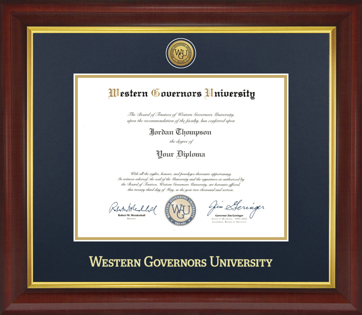 Western Governors University Gold Engraved Medallion Diploma Frame in ...